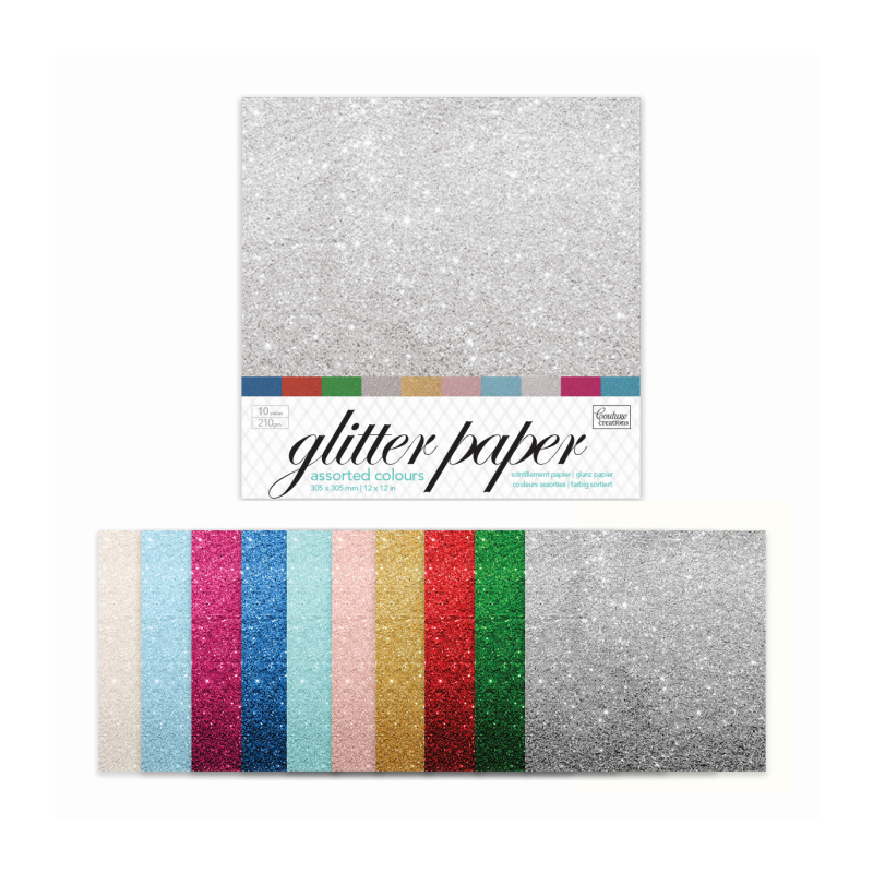 Couture Creations 12x12" Glitter Paper / Card 10 Sheets Assorted ...
