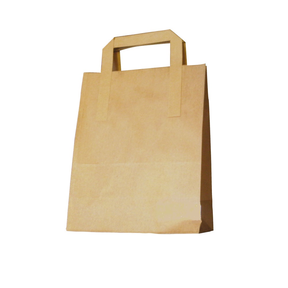 Sos Paper Bag Large Take-Away Brown Block Bottom Flat Handle PK250 ...