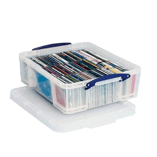 Really Useful 18L Plastic Storage Box with Lid L480xW390xD200mm CD/DVDs ...